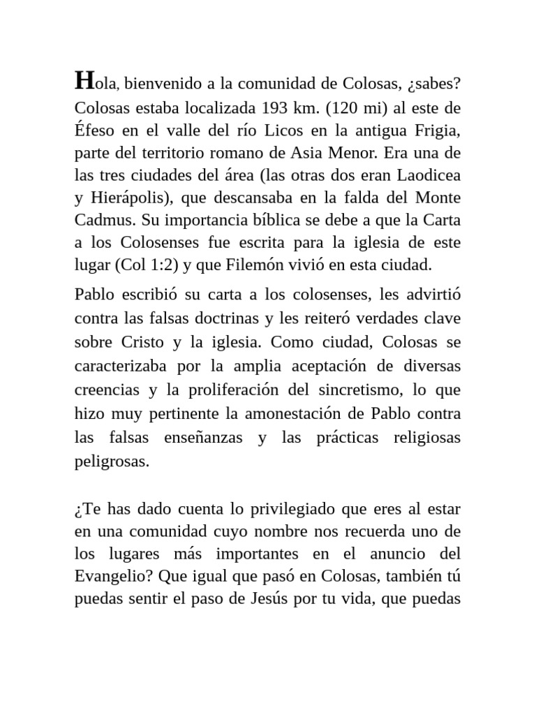 Colosas | PDF | Cristo (título) | Pablo el apóstol
