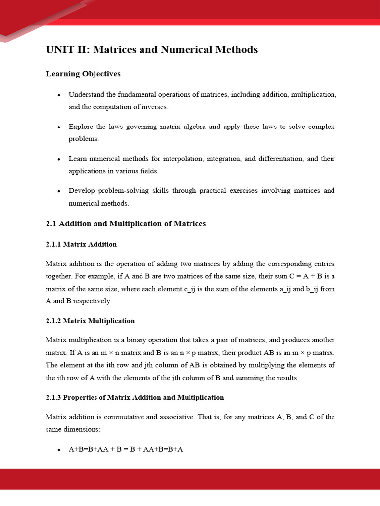 Matrix Operations & Numerical Methods Guide | PDF | Eigenvalues And ...