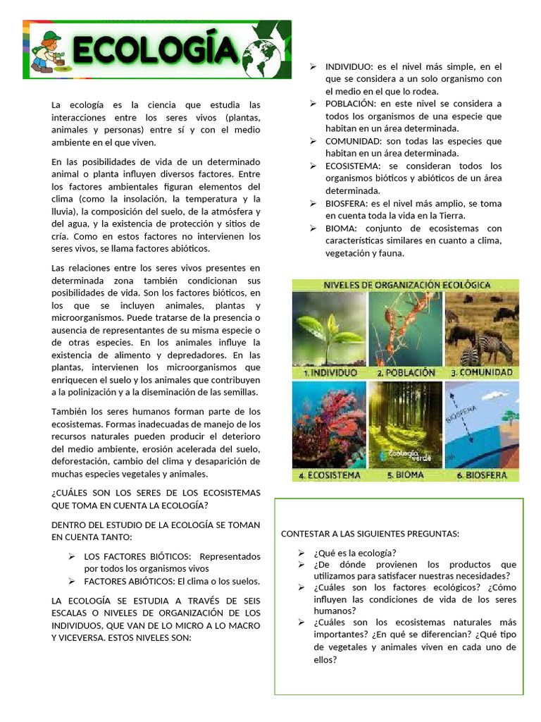 La Ecología Es La Ciencia Que Estudia Las Interacciones Entre Los Seres ...