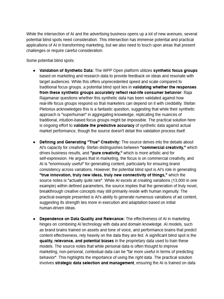 Potential Blind Spots - AI in Ads | PDF | Artificial Intelligence | Intelligence (AI) & Semantics