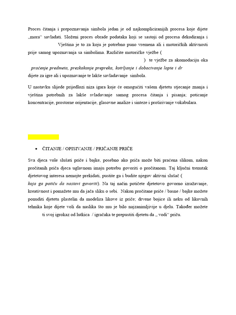 Razlicite Glasovne Igre Za Predskolce 1 | PDF