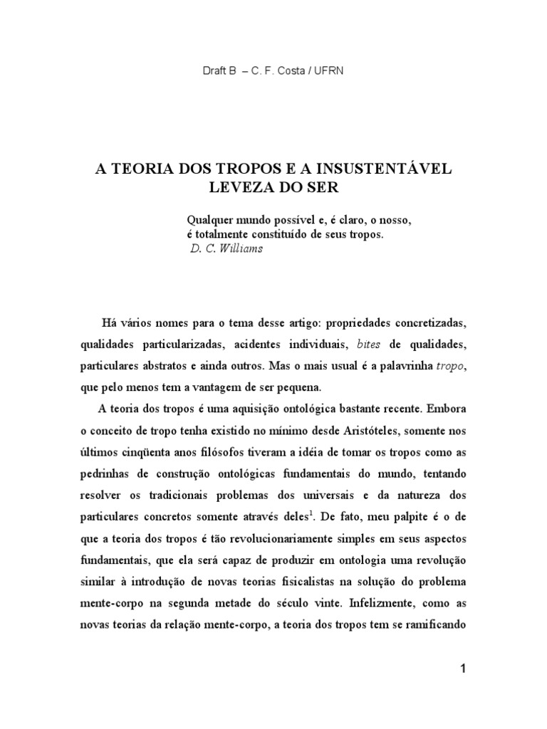 Teoria dos Tropos: Fundamentos Ontológicos | PDF | Tempo | Vermelho