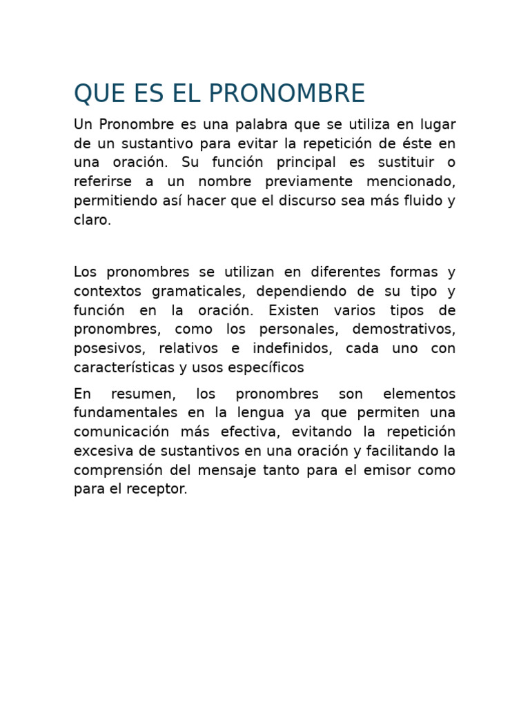 Que Es El Pronombre | PDF