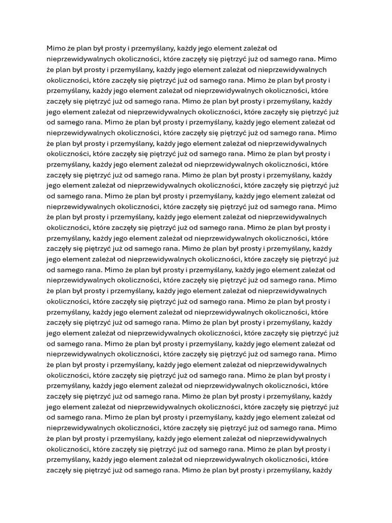 Mimo Że Plan Był Prosty I Przemyślany | PDF