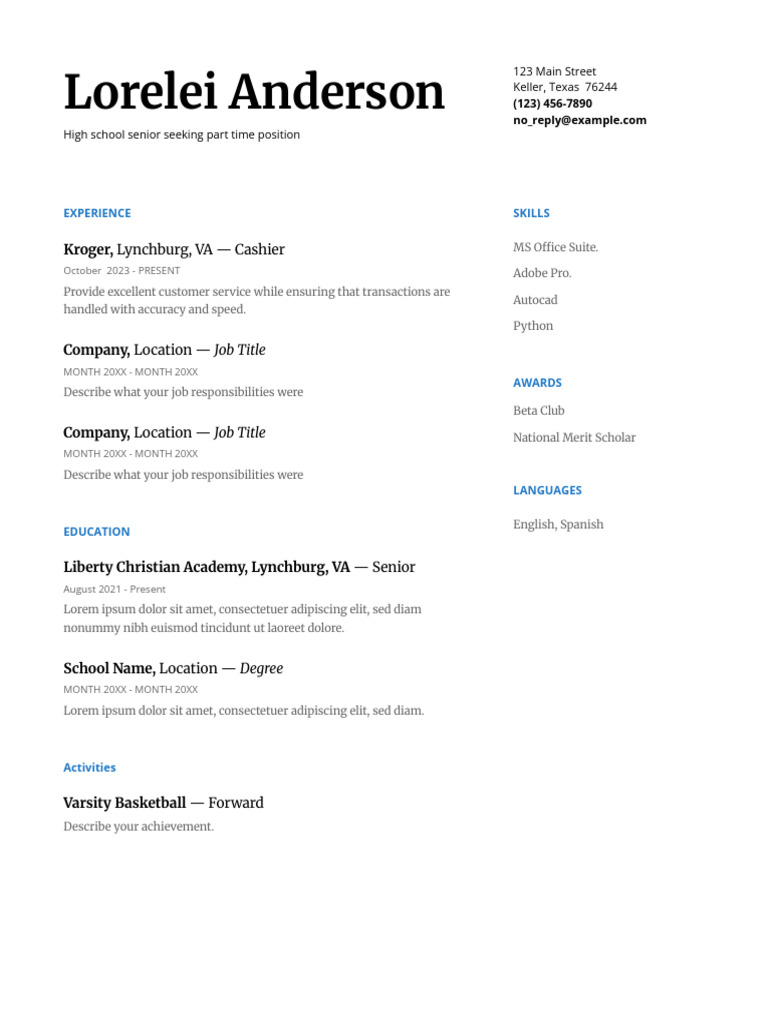 Resume Format For First Time Job Hunters | PDF
