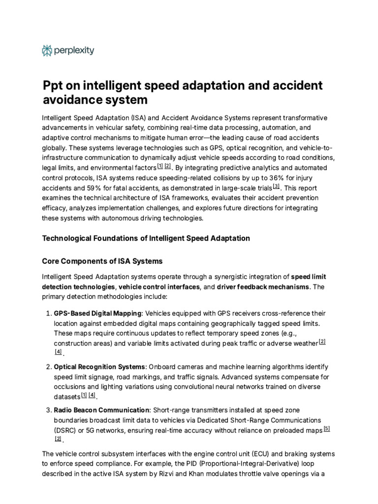 Intelligent Speed Adaptation and Accident Avoidanc | PDF | Traffic Collision | Speed Limit