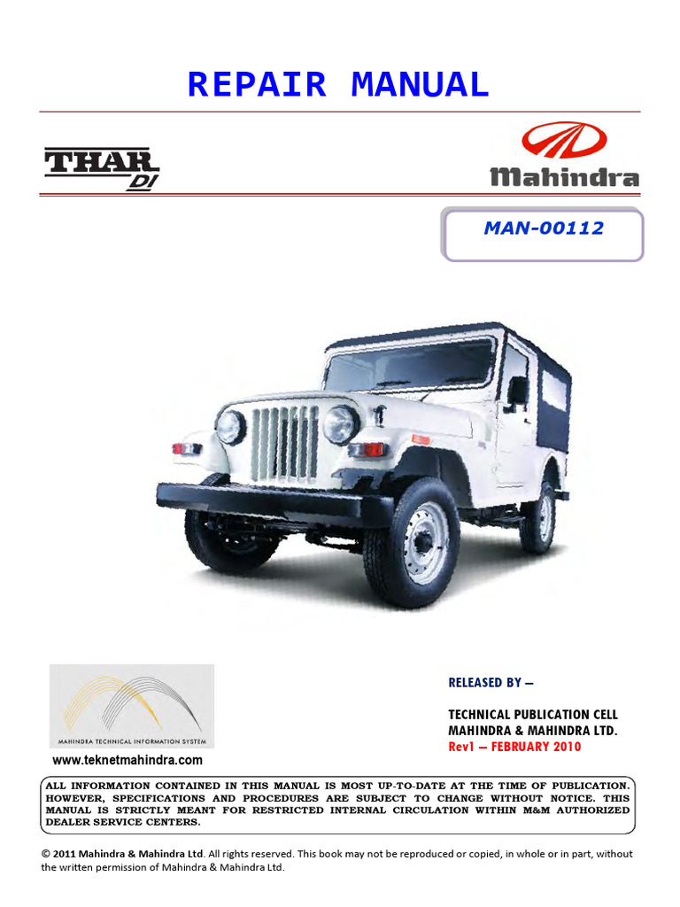 Thar Manual | PDF | Steering | Manual Transmission