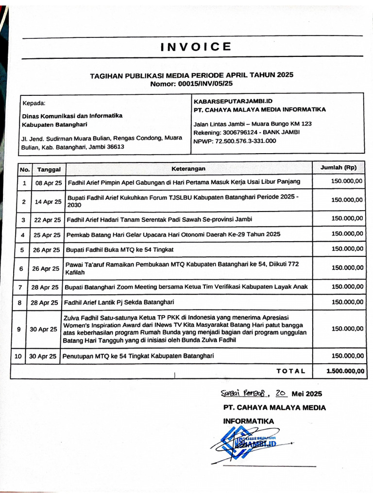 PDF Invoice Dan Kwitansi Kominfo | PDF