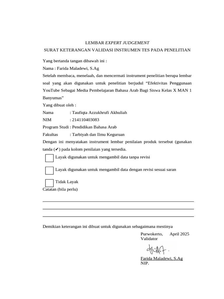 Lembar Expert Judgement | PDF