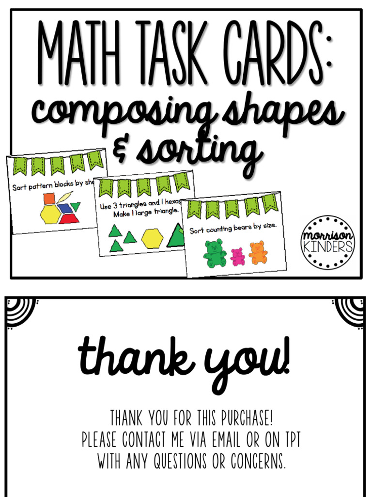 Math Task Cards Composing Shapes Sorting | PDF