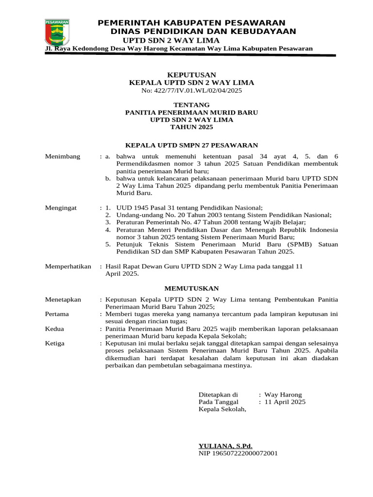 SK Panitia PMB 2025 | PDF