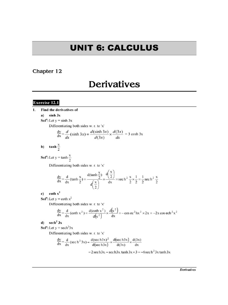 Class 12 Derivatives Ex-12.1 | PDF