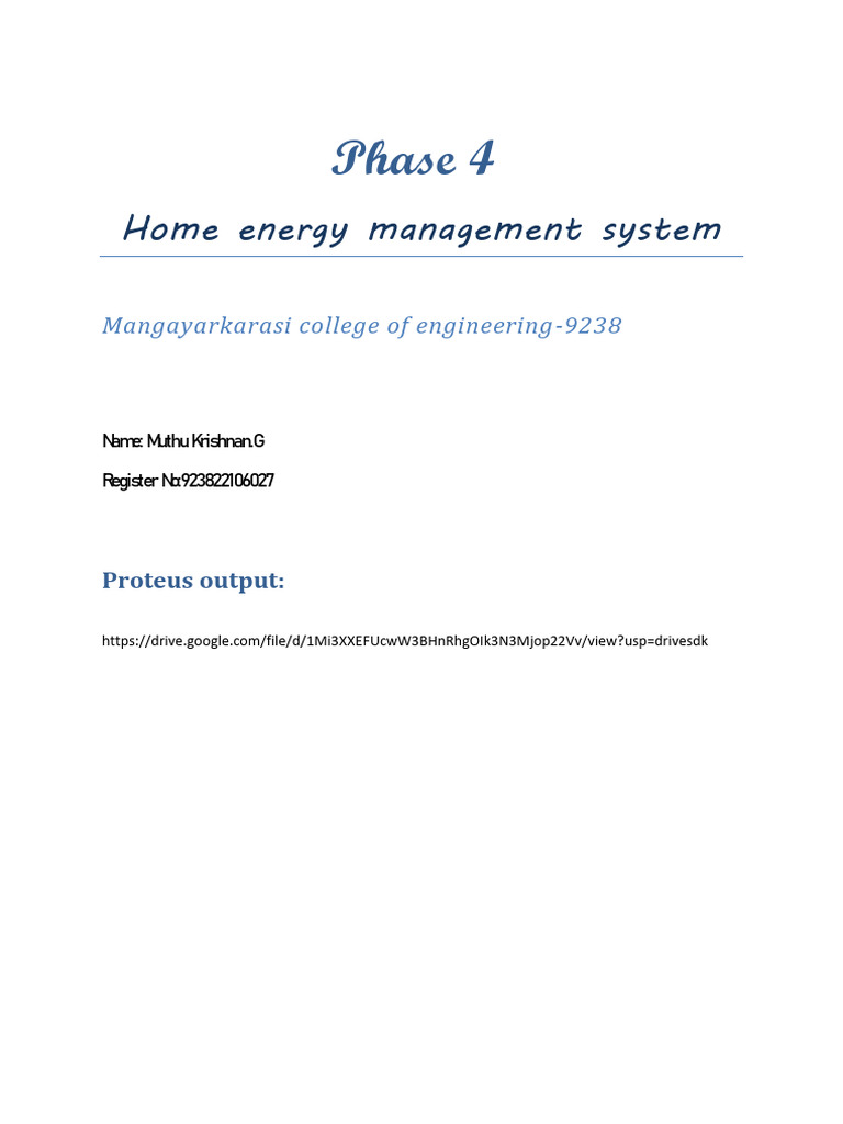 Home Energy Management System Report | PDF