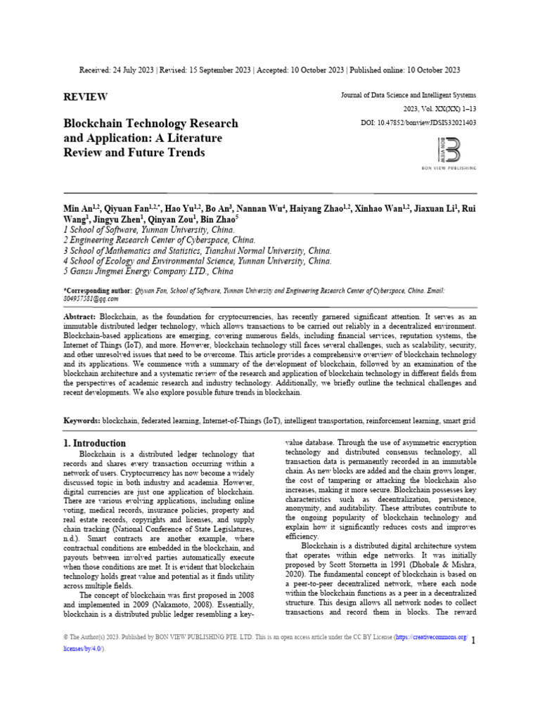 Blockchain Technology Research and Application A L | PDF | Computer ...