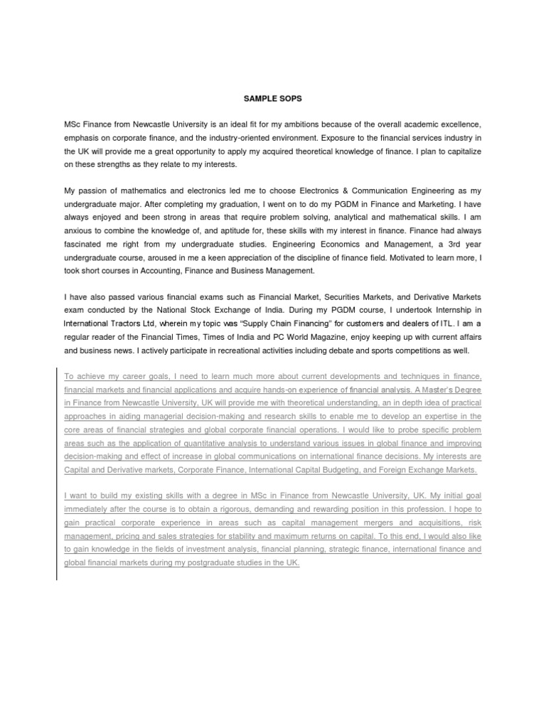 Sample Sops | PDF | Strategic Management | Master Of Business ...