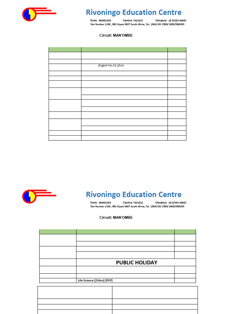 Time Table For Grade 10 Mid-Year Examinations | PDF | Student ...