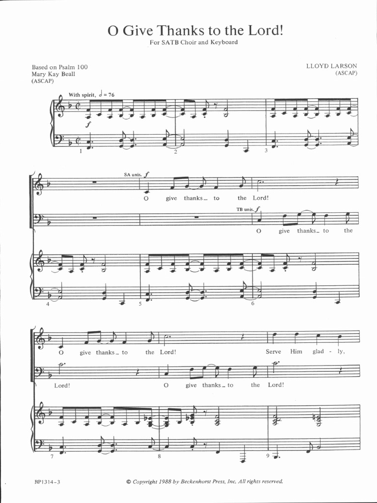 0001 Choral o Give Thanks To The Lord | PDF
