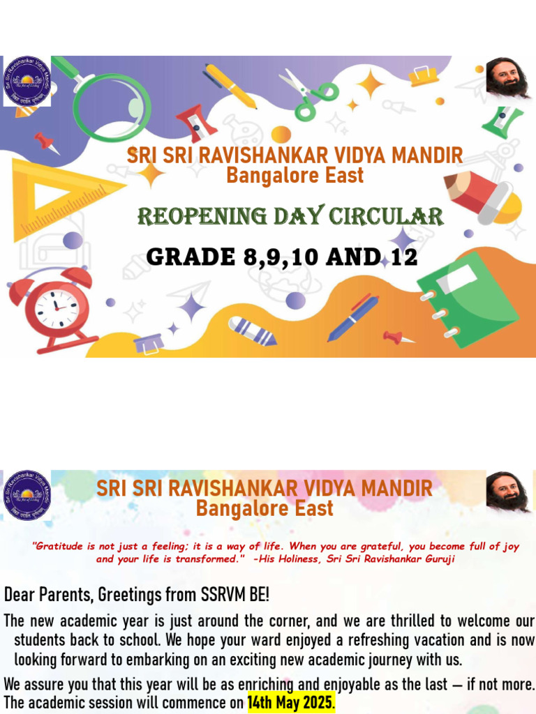 6529 Reopening Day Circular Grade 8,9,10, 12 2025 | PDF