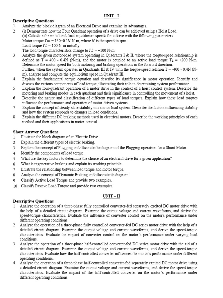 Pecd Mid-1 Question-Bank | PDF | Electric Motor | Direct Current