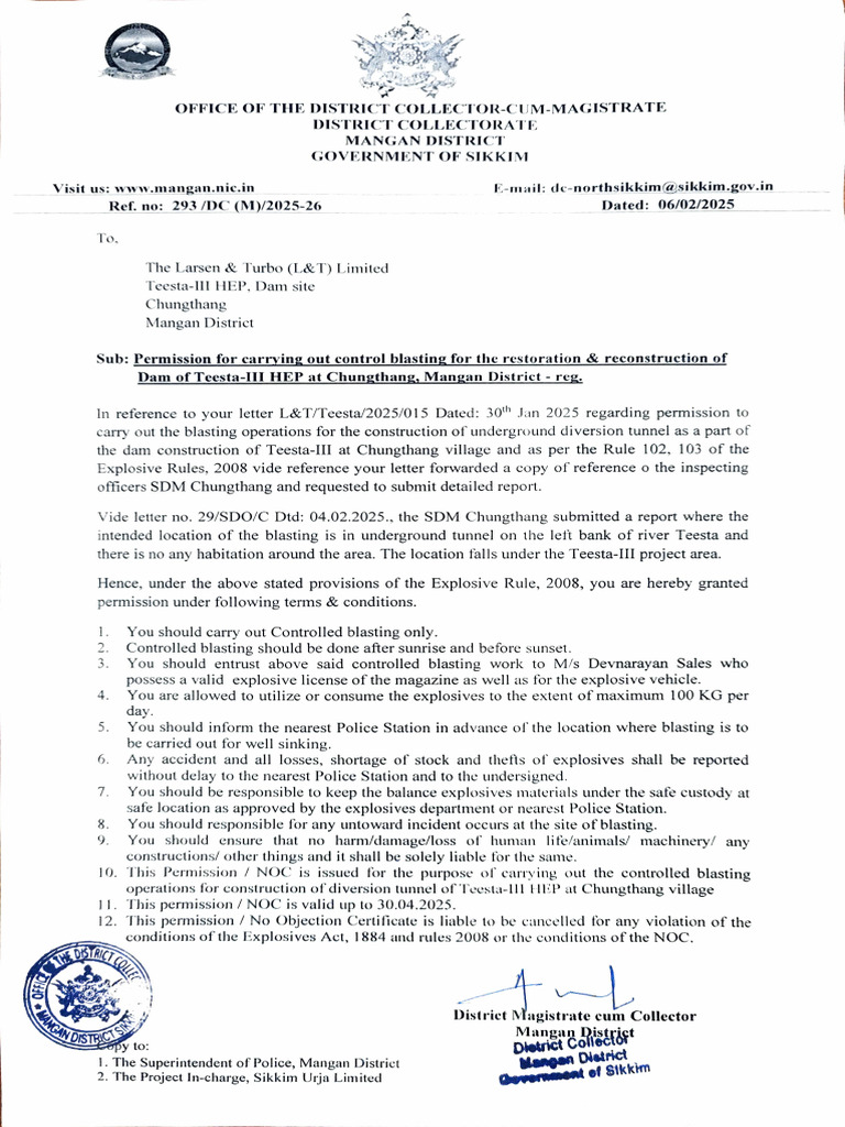 Blasting Permission in Favor of L&T | PDF