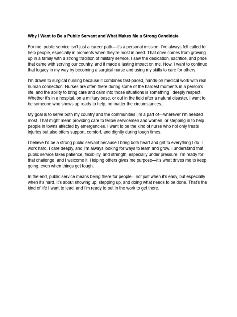 Why I Want To Be A Public Servant and What Makes Me A Strong Candidate ...