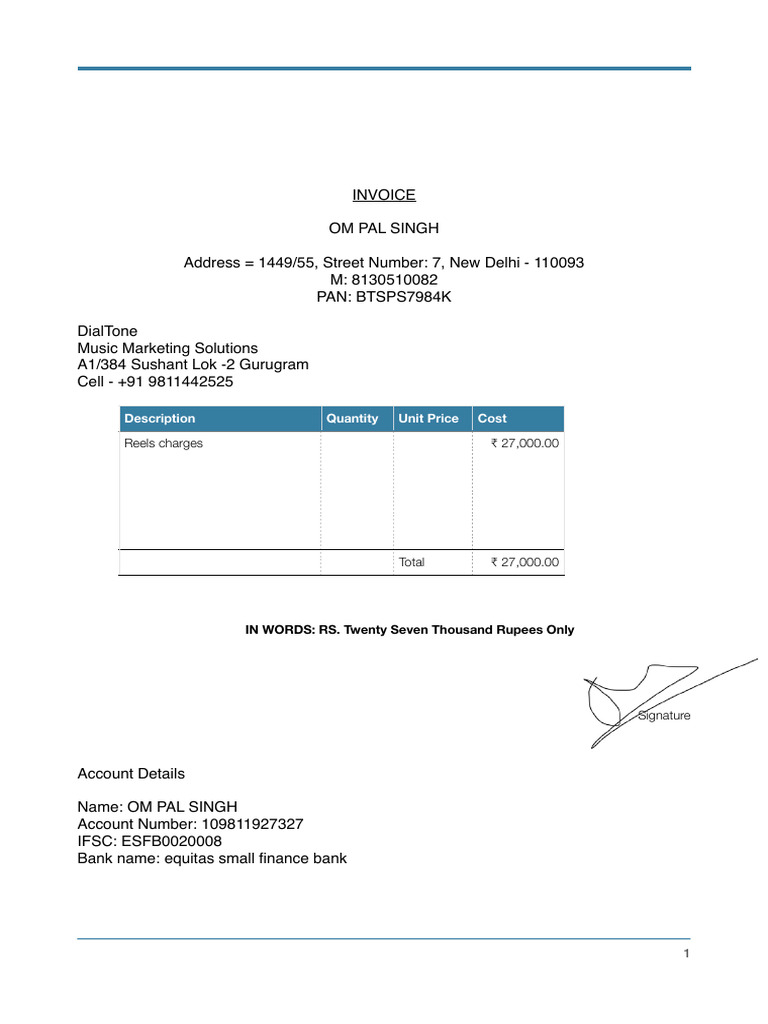 Invoice - HEAR ME HEALING - Sunny Kalra | PDF
