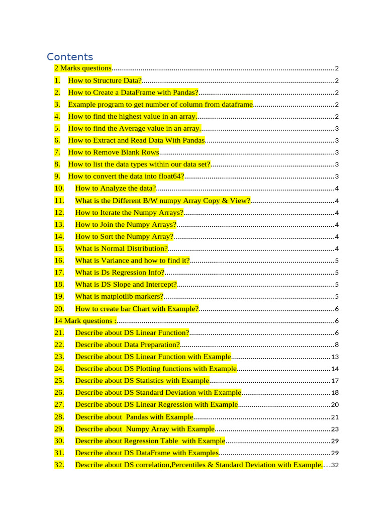 20ca2204 Data Science QB With Answers | PDF | Regression Analysis | Variance