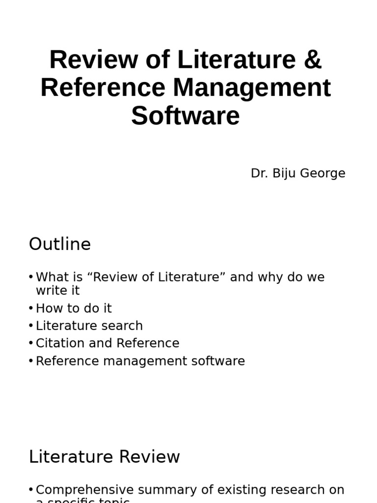 Literature Review & Reference Management Guide | PDF | Pub Med | Citation