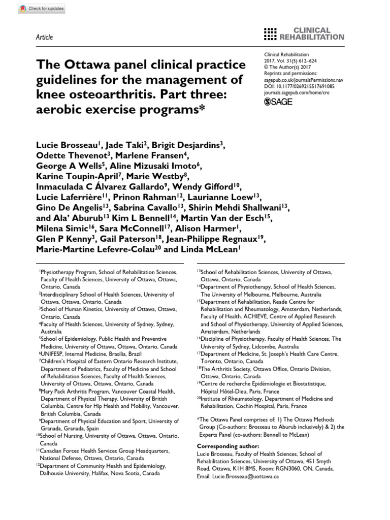 Ottawa Guidelines for Knee OA Exercise | PDF | Physical Therapy ...