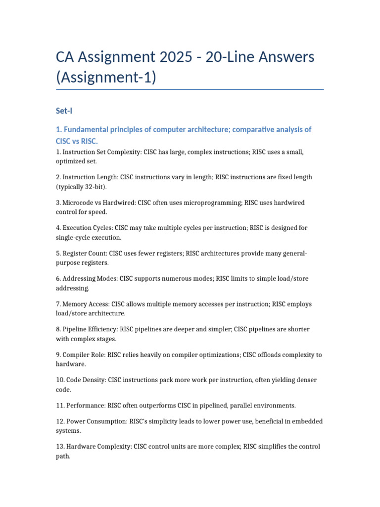 CA Assignment 2025 Assignment1 FullAnswers | PDF | Cpu Cache | Computer Data Storage