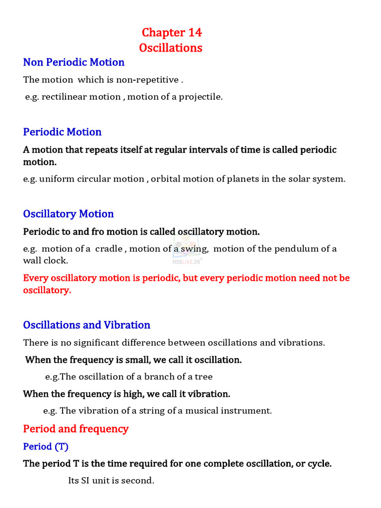 Hsslive-physics-Plus One Chapter-14 | PDF | Oscillation | Resonance