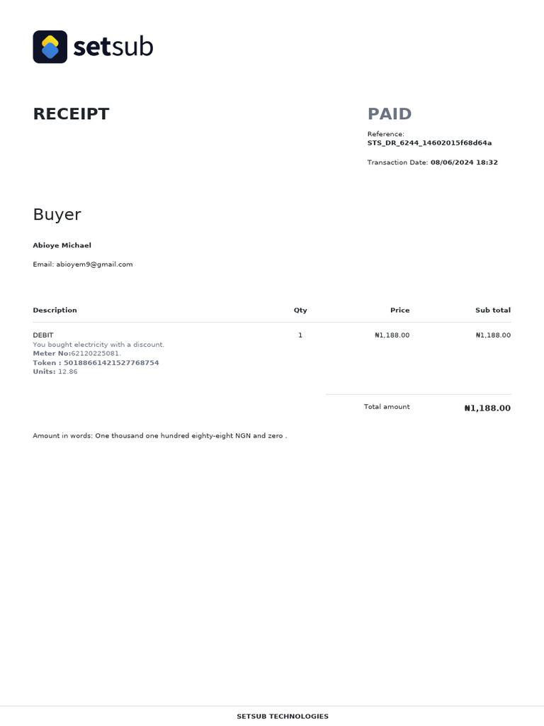 Setsub Reciept | PDF