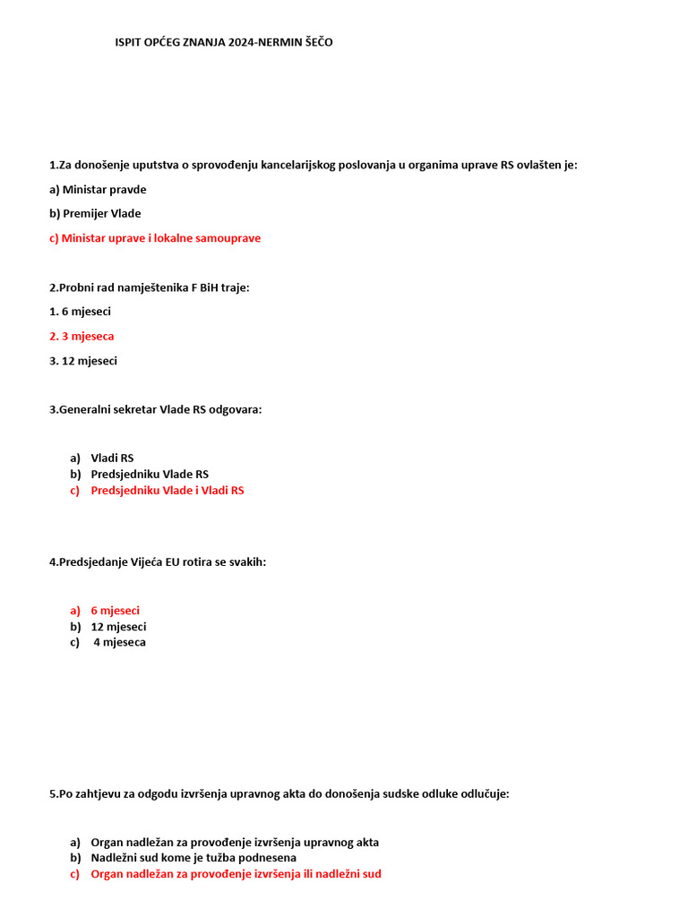 Ispit Općeg Znanja 2024 | PDF