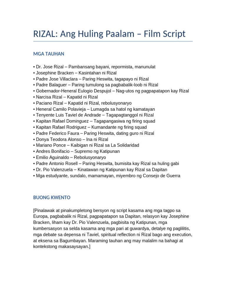 Rizal Full Script Expanded (1) | PDF