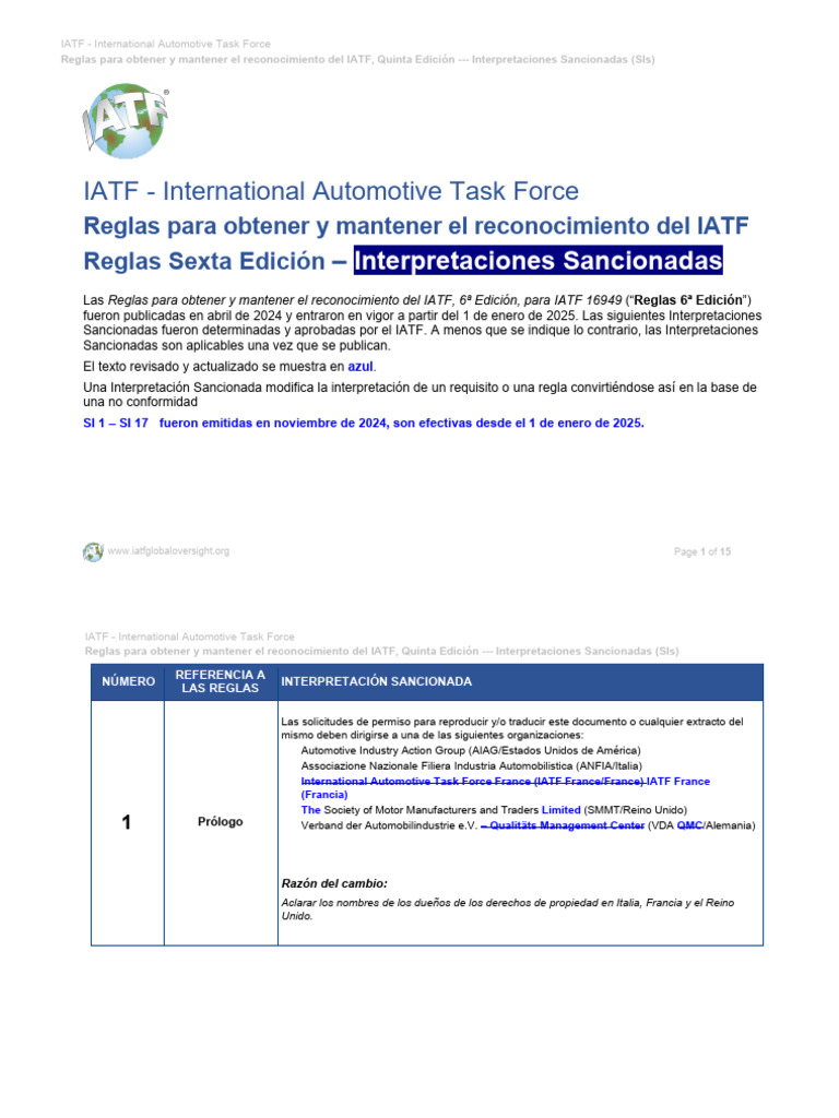 Reglas IATF 6ª Edición y Sanciones | PDF | Auditoría