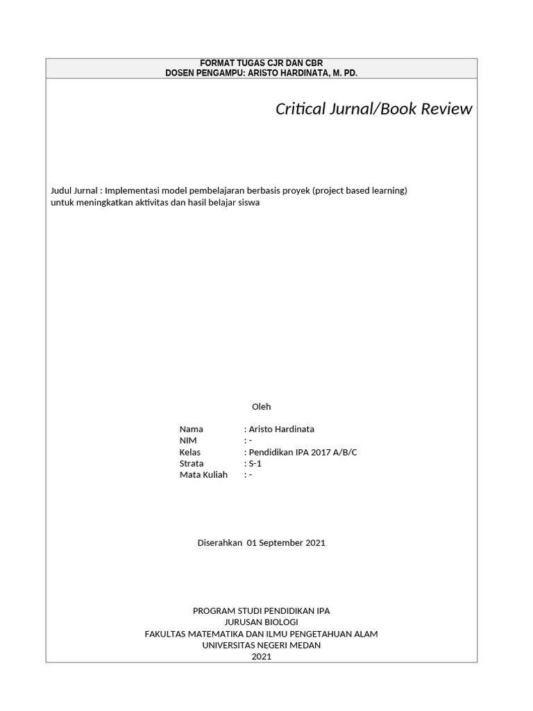 FORMAT TUGAS CJR DAN CBR | PDF