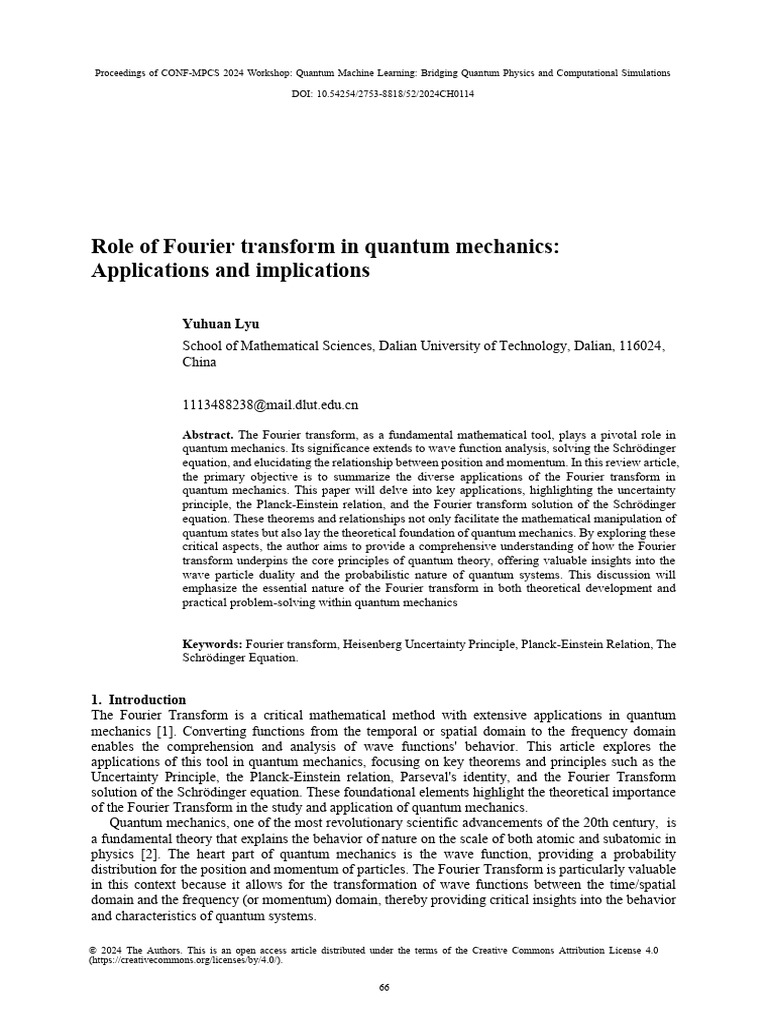 Furier On Quantum Mechanics | PDF | Uncertainty Principle | Quantum ...