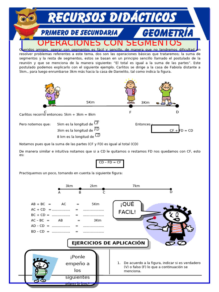 Adición y Sustracción de Segmentos para Primero de Secundaria | PDF | Matemática Elemental