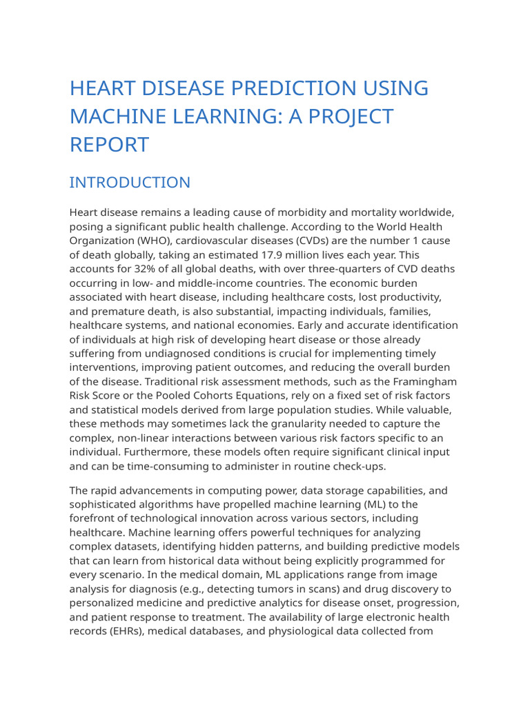 Heart Disease Prediction Report | PDF | Machine Learning | Support ...