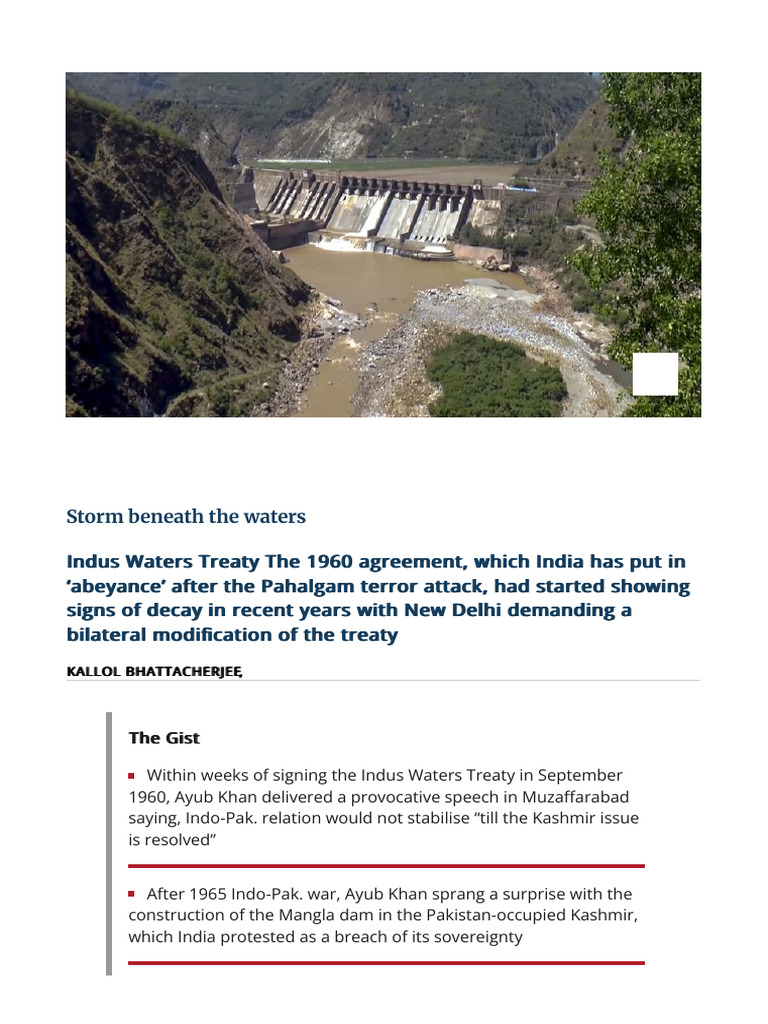 Indus Water Treaty History | PDF | Pakistan | India–Pakistan Relations