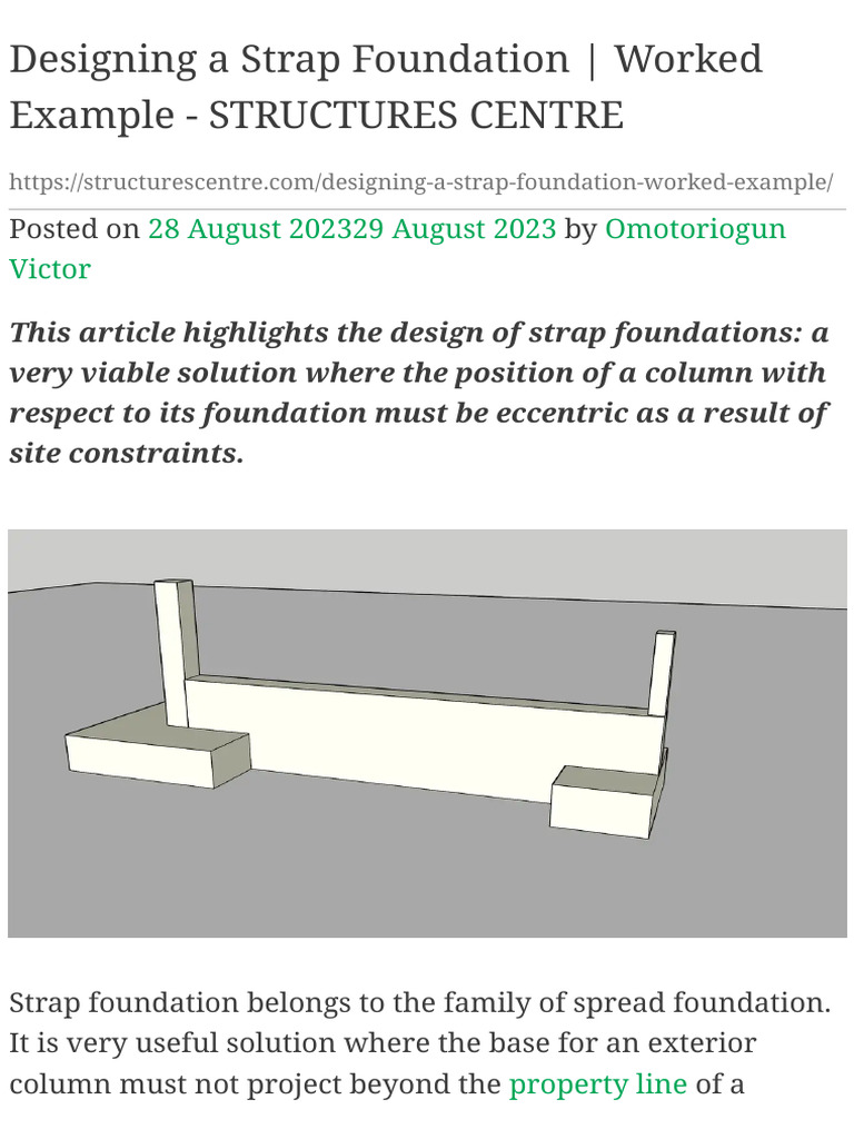 Strap Foundation Design Guide | PDF | Beam (Structure) | Bending