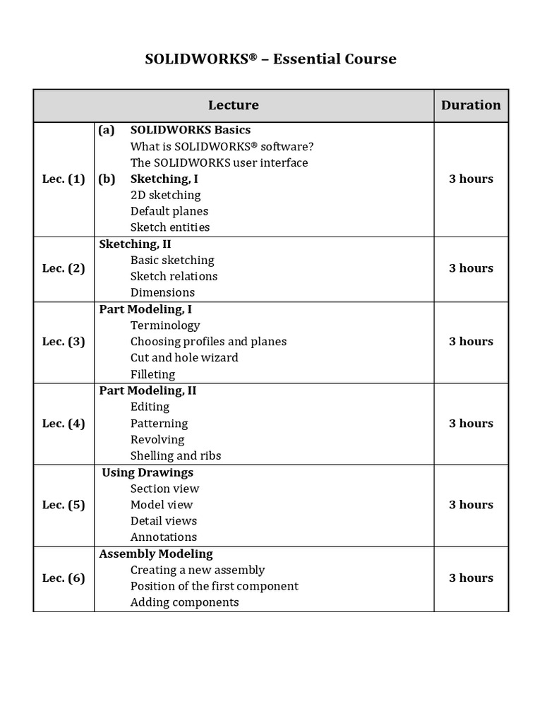 Solidworks Courses 1 | PDF