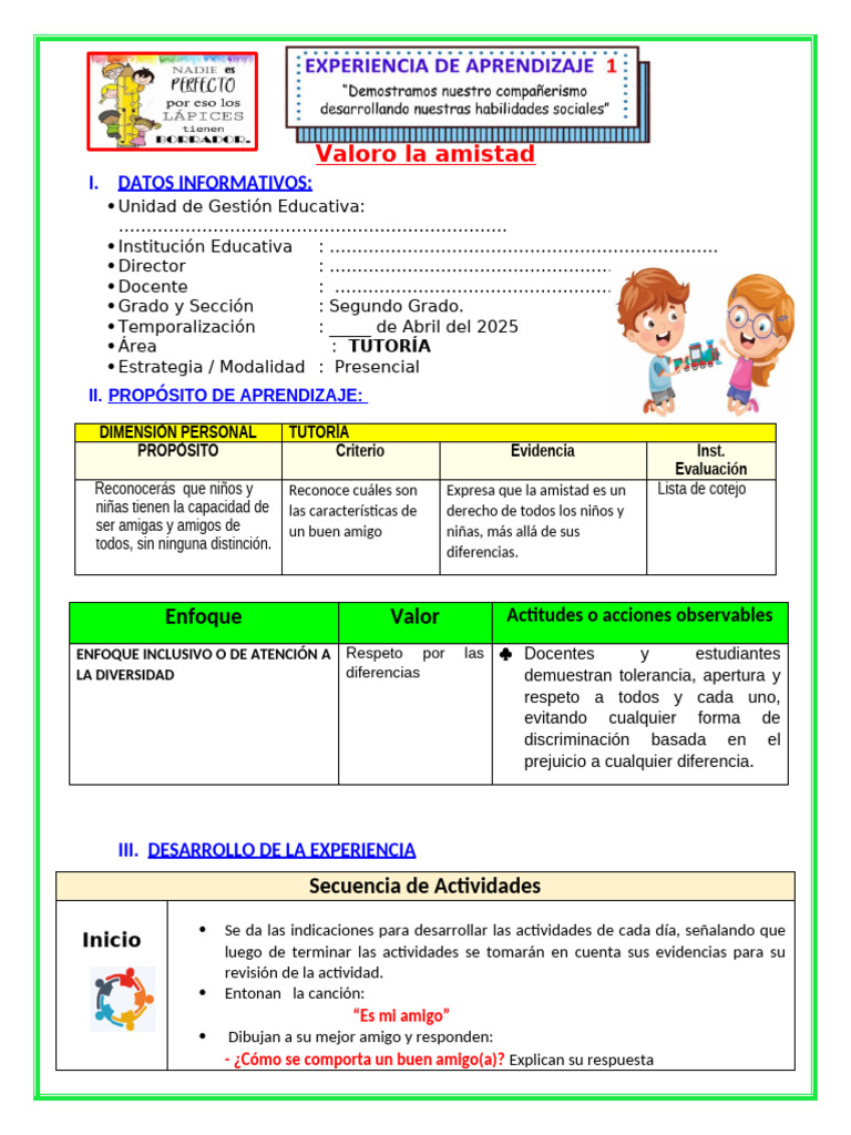 Cualidades de la Amistad en Niños | PDF | Aprendizaje | Modificación de ...
