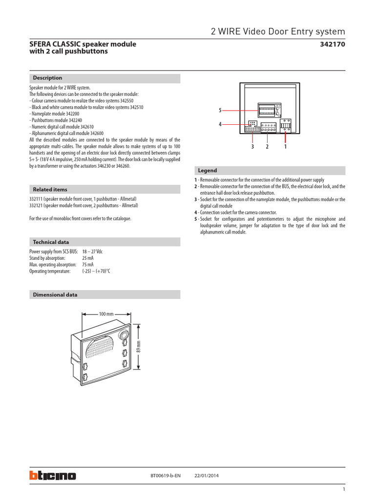 Speaker Module With 2 Pushbuttons (Old 2 Wire) | PDF | Electrical ...