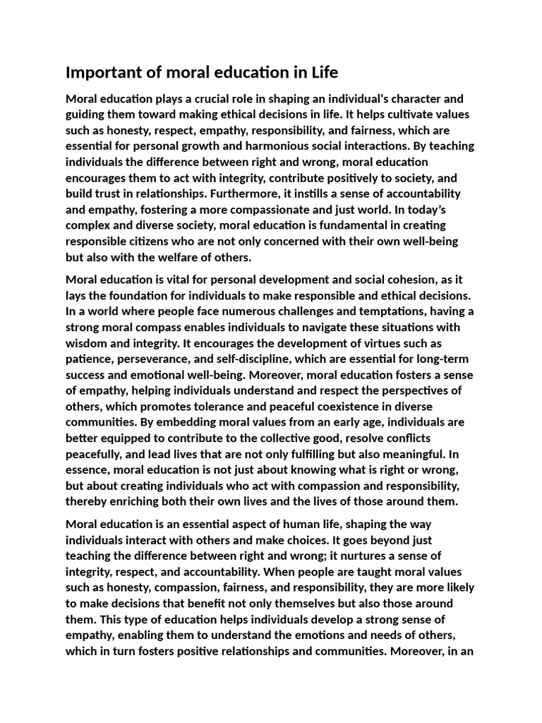 Significance of Moral Education | PDF | Internet | Electronic Business