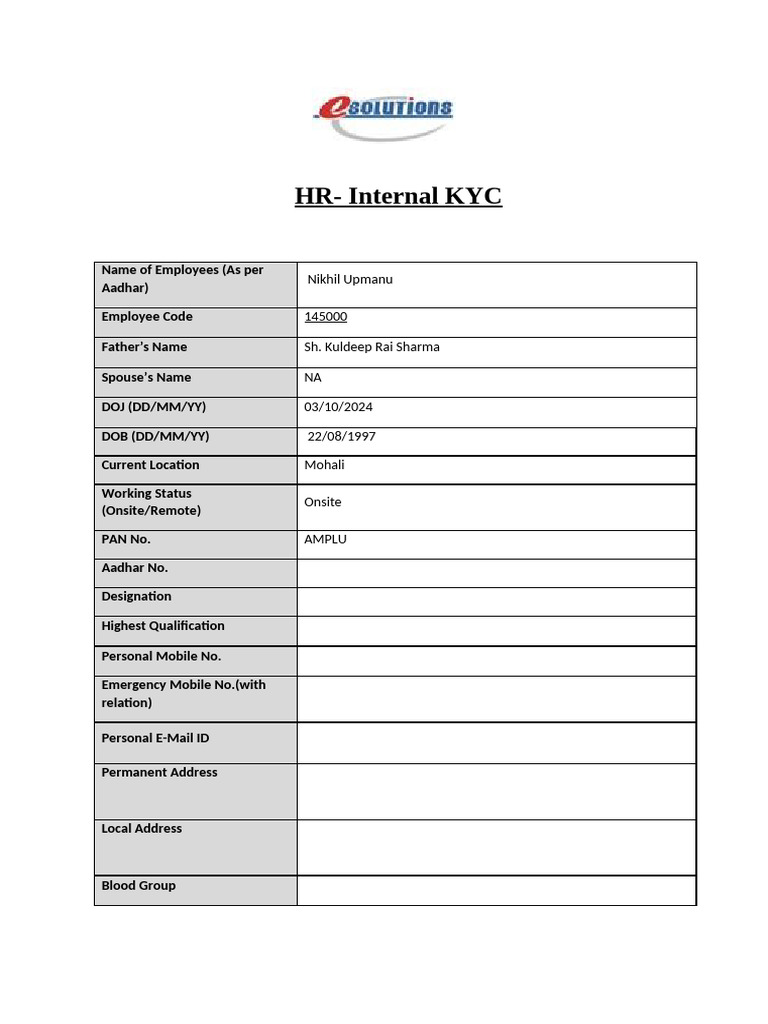 Internal KYC | PDF