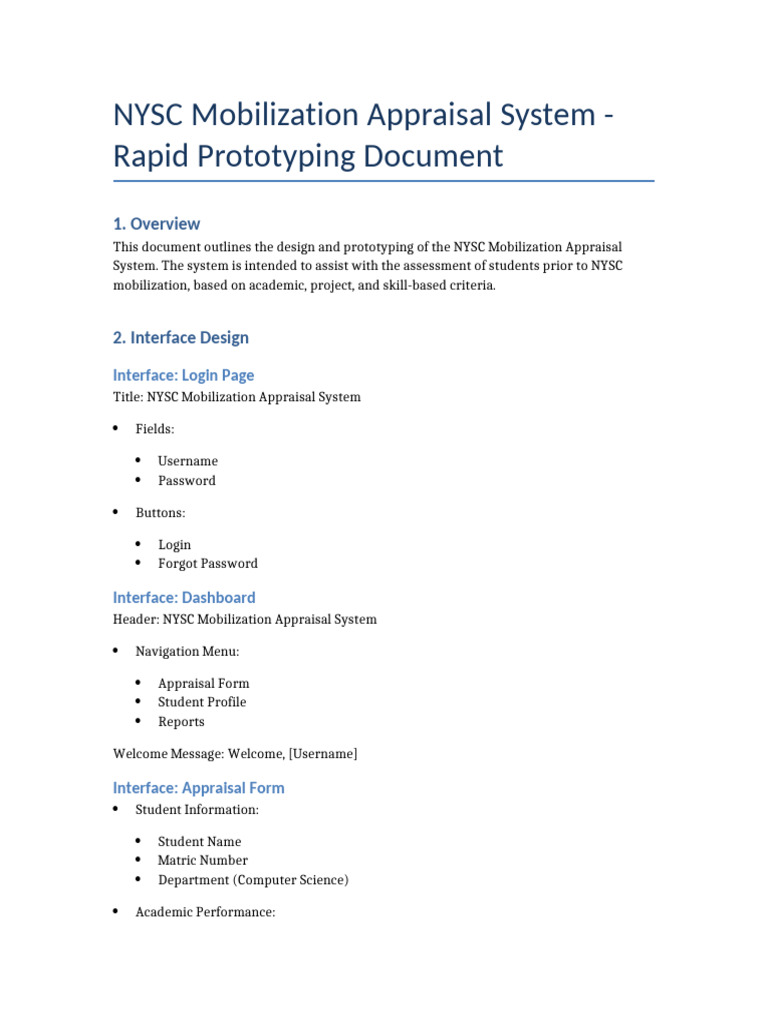 Updated NYSC Mobilization Appraisal System-1 | PDF | User (Computing ...
