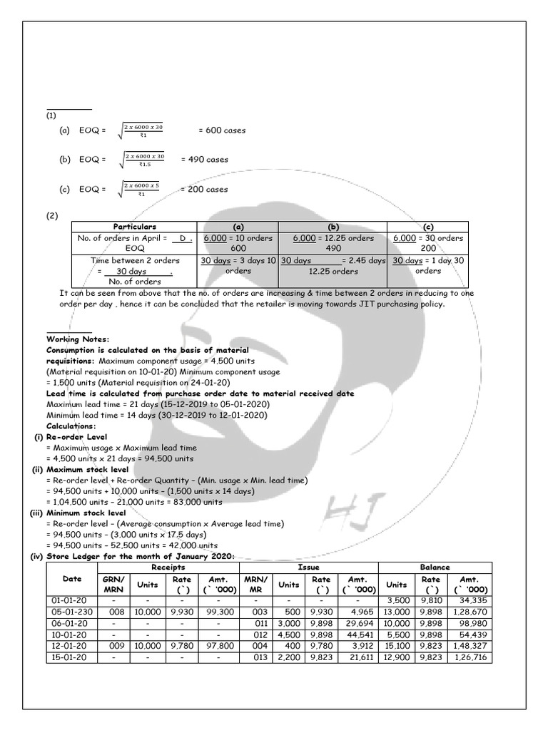 CA Inter Material Costing | PDF | Lean Manufacturing | Inventory