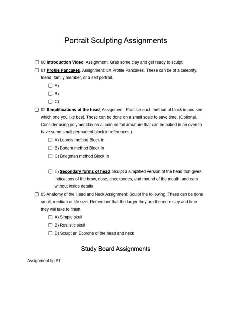 Portrait Sculpting Assignments (1) | PDF | Sculpture