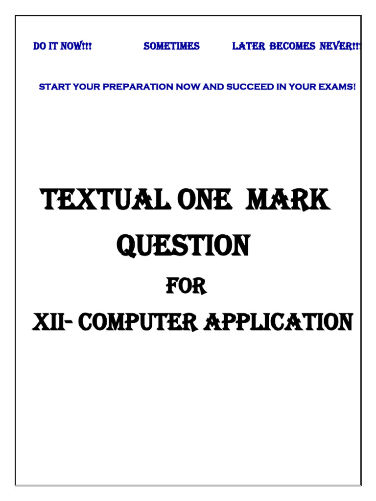 Namma Kalvi 12th Computer Applications 1 Mark Question Paper em 216954 | PDF | Internet Protocol ...